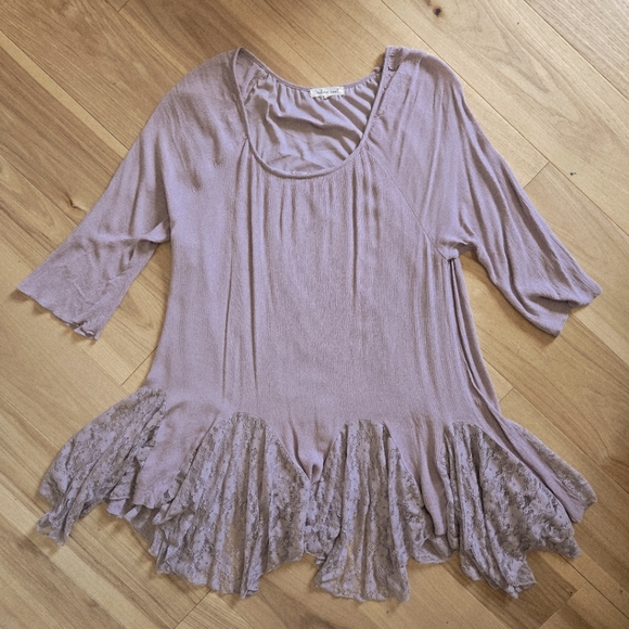 indigo soul | Tops | Indigo Soul Lavender Tunic With Lace Hem | Poshmark